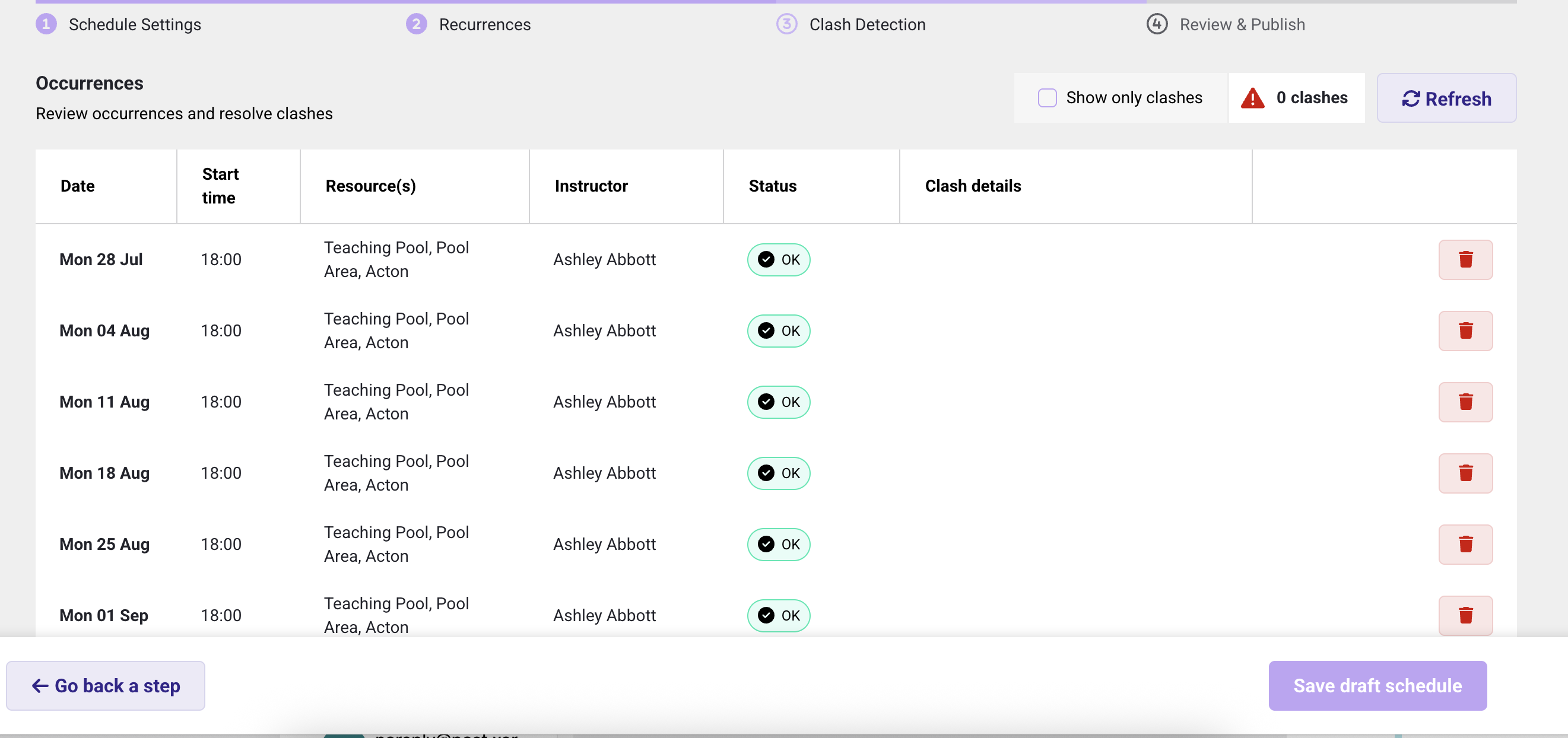 How to create a Course Schedule - ACV2 – OpenPlay - Help Centre